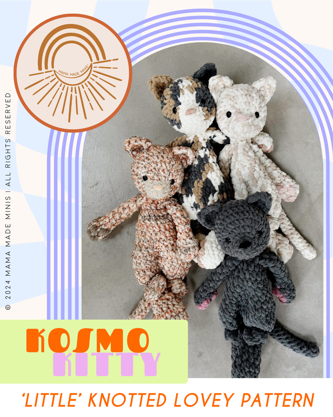 LITTLE Kosmo Kitty Knotted Lovey — PATTERN – Mama Made Minis