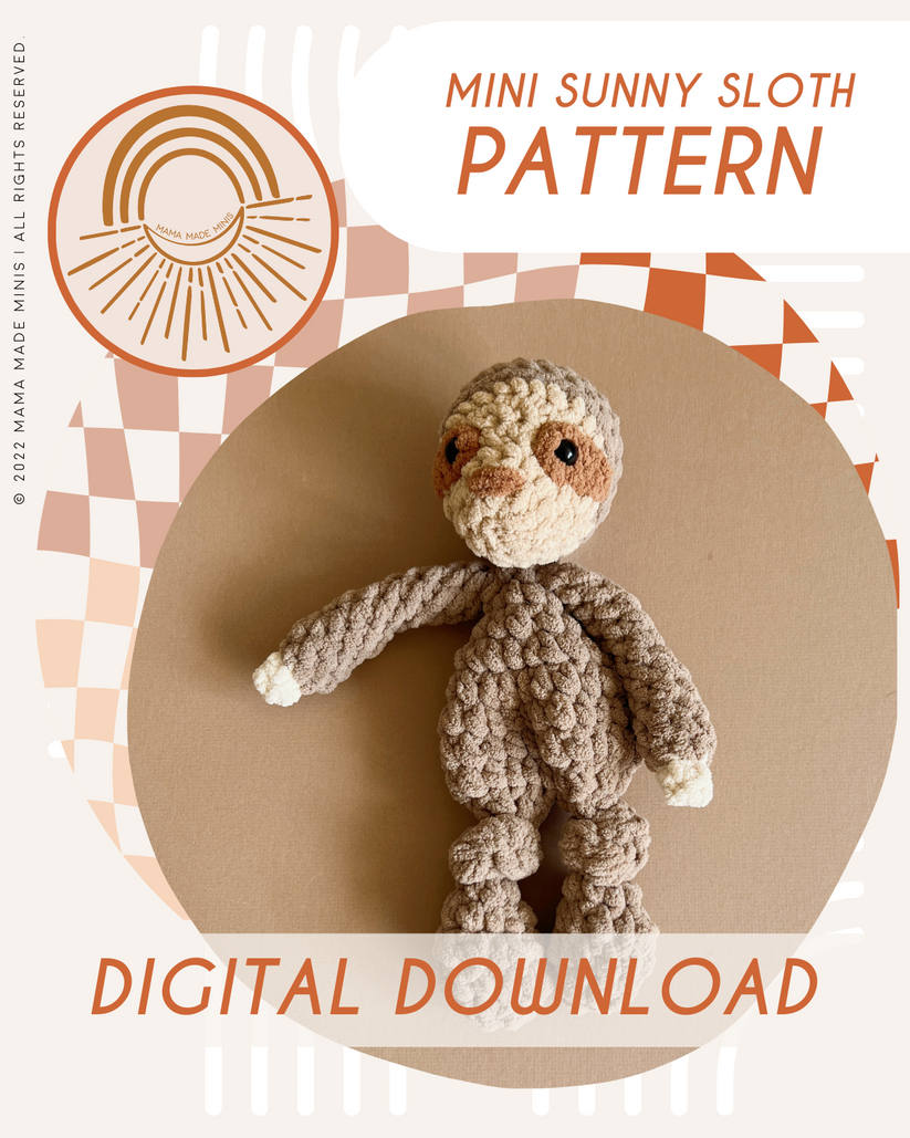 MINI Sunny Sloth Knotted Lovey — PATTERN – Mama Made Minis